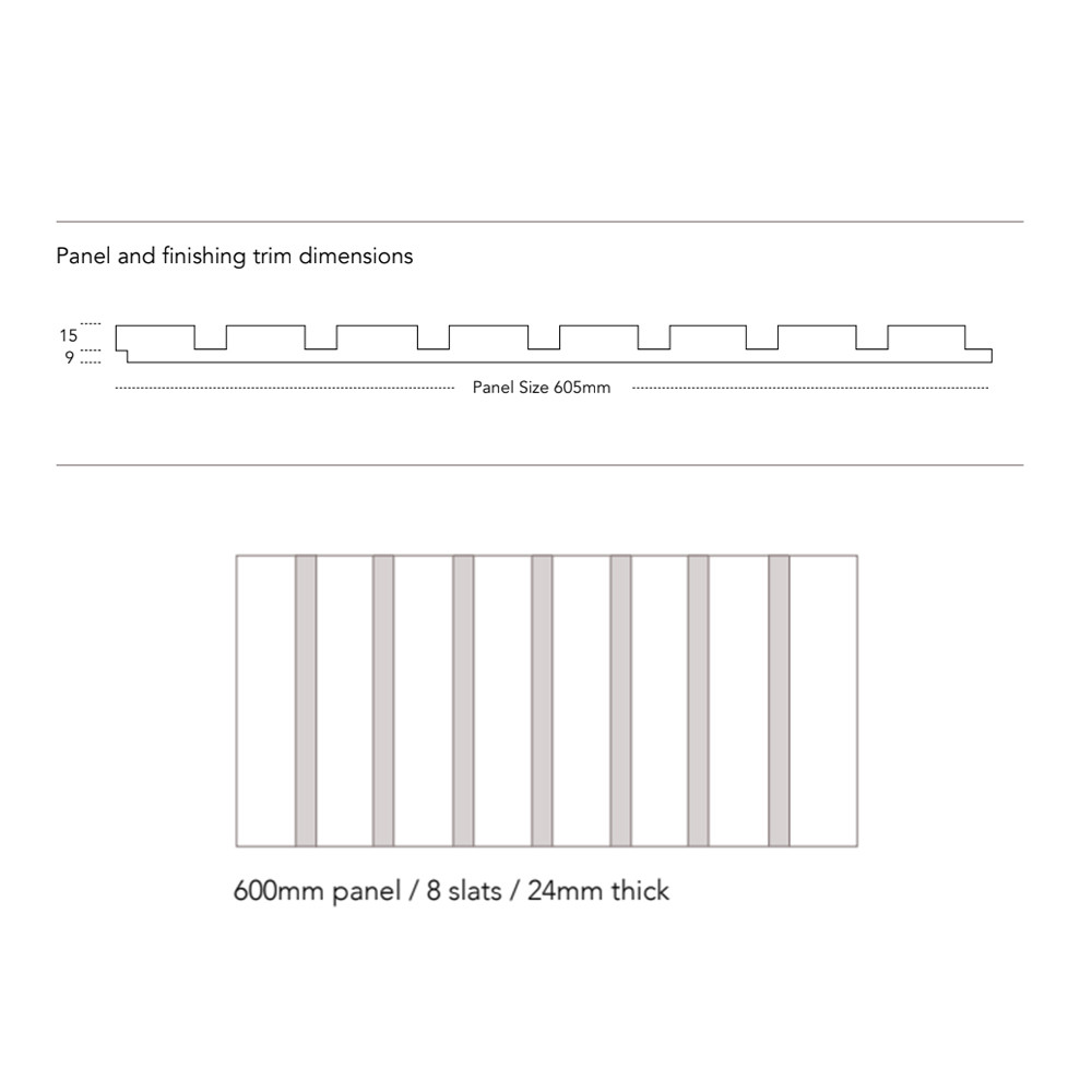 Acoustic Slat Wall Panel Premium (Grey Oak / 8 Slat)