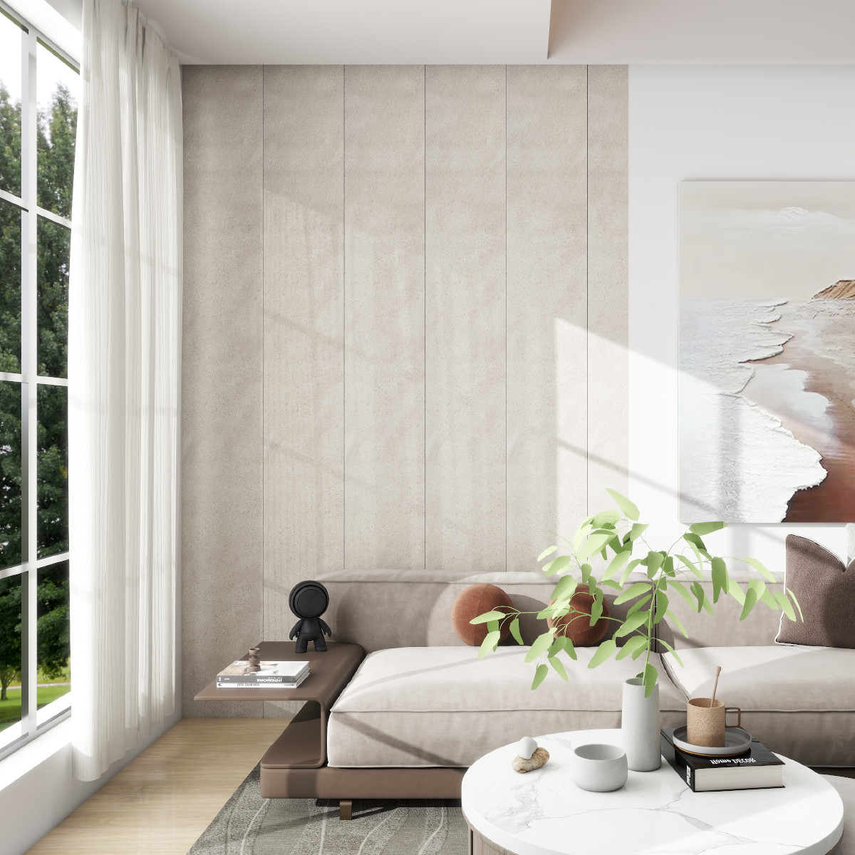 SolidStyle Sun Stone Beige Textured Wall Panel Tile (Pack of 4)