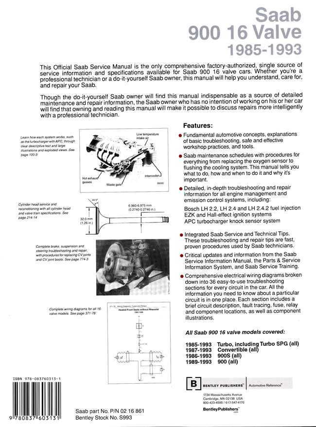 Saab 900 16 Valve 1985 - 1993 Workshop Manual