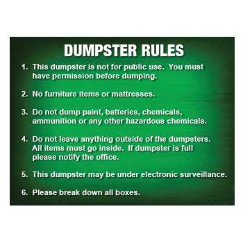 Dumpster Rules Sign - Signquick