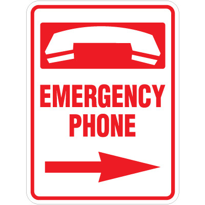 Emergency Phone Right Arrow Sign - 18" x 24" - Signquick