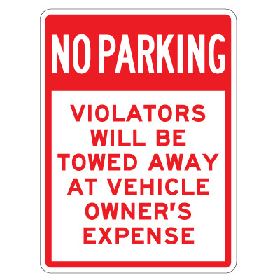 No Parking Violators Will Be Towed Sign - 8" x 11" - Signquick