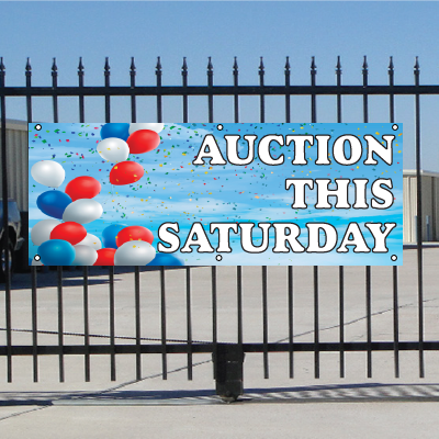 Auction This Saturday Banner - Balloons Sky - Signquick