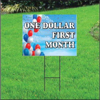 One Dollar First Month Sign for Self Storage - Balloon Sky - Signquick