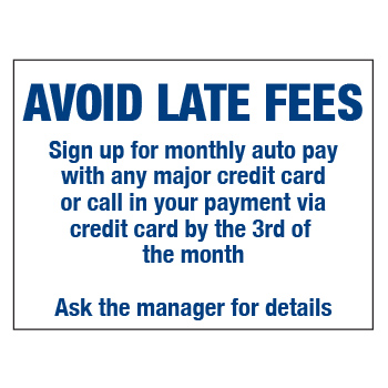 Avoid Late Fees Sign - Signquick