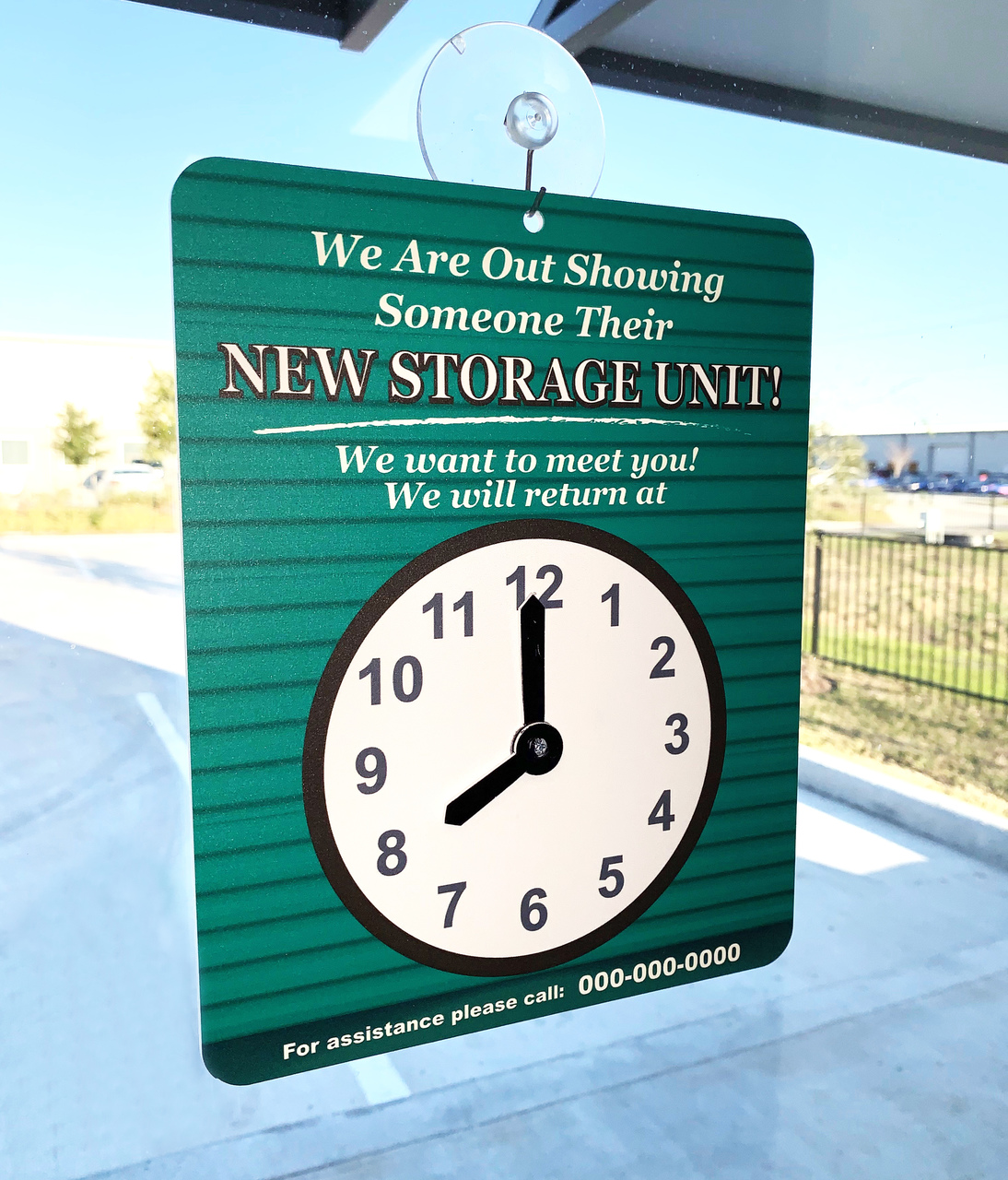 Will Return Sign with Clock Graphic - "Out on Property " - Signquick