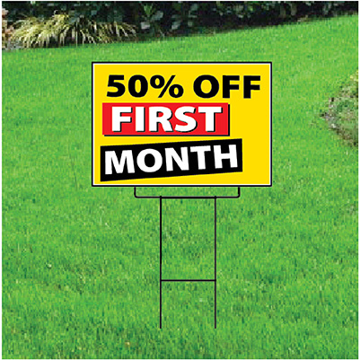 50 Percent Off First Month Sign - Festive - Signquick