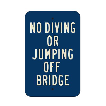 No Diving or Jumping Off Bridge Sign - Signquick