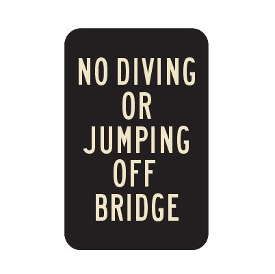 No Diving or Jumping Off Bridge Sign - Signquick