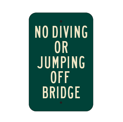 No Diving or Jumping Off Bridge Sign - Signquick