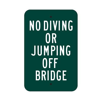 No Diving or Jumping Off Bridge Sign - Signquick