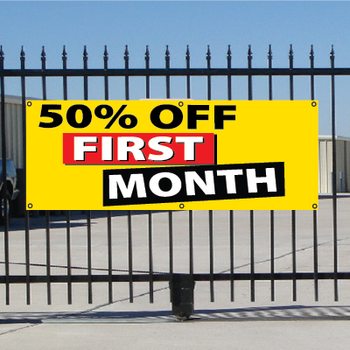 50 Percent Off First Month Banner - Festive - Signquick