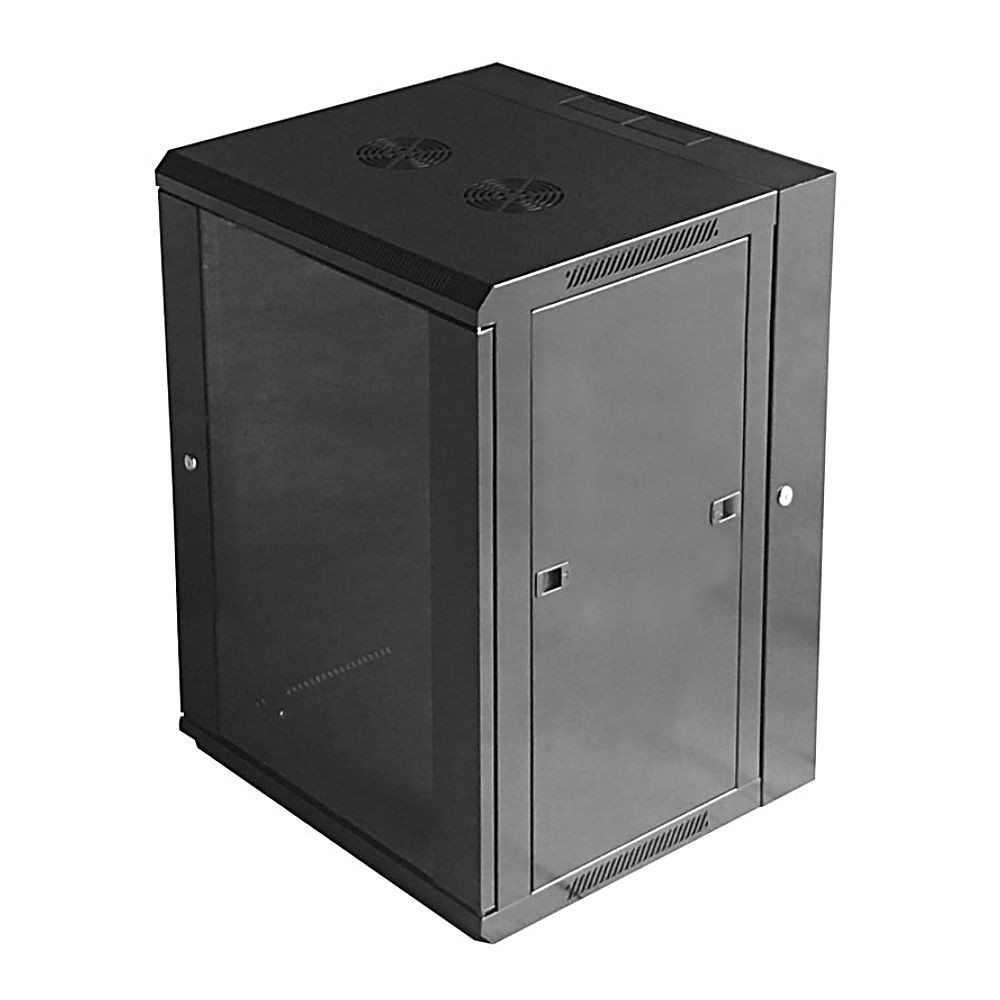 18U Wall Rack with Lock & Glass Door - Secure Storage