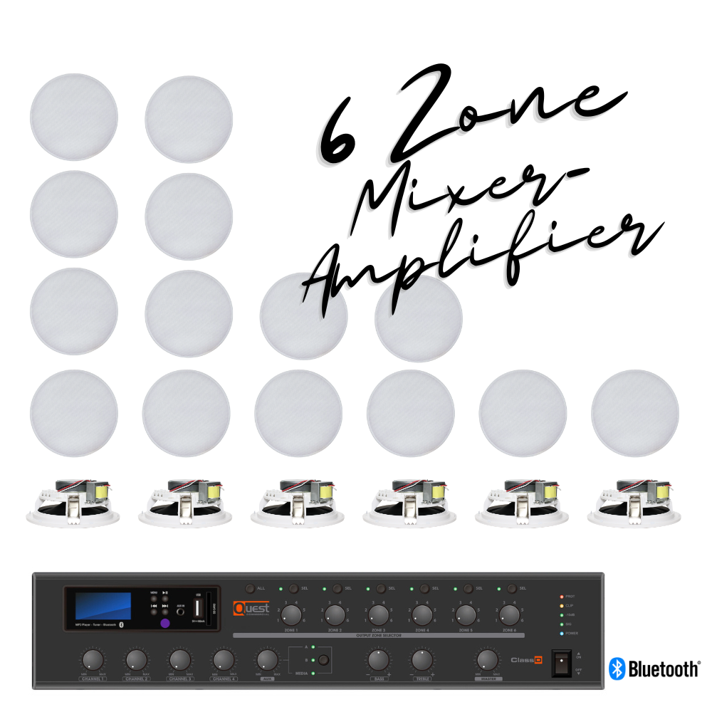 Multi Zone Commercial Amplifier 20 Ceiling Speaker Bundle