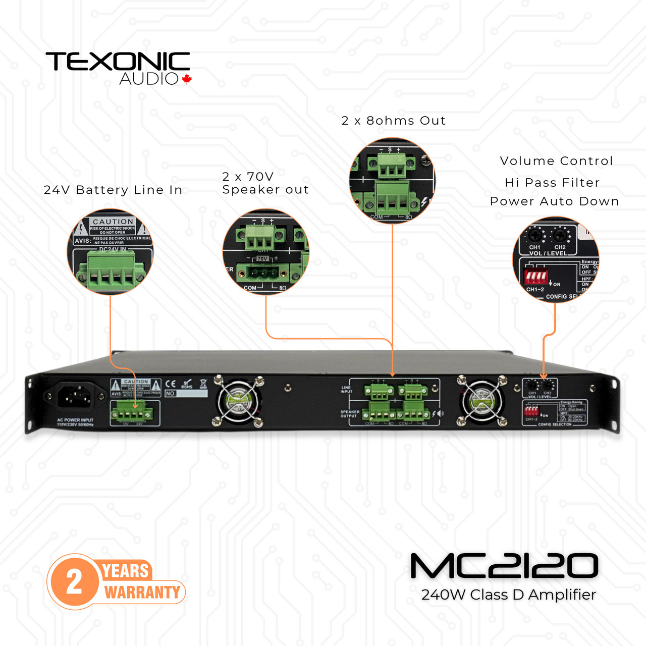 TEXONIC MC-2120 120W Digital Class-D Power Amplifier