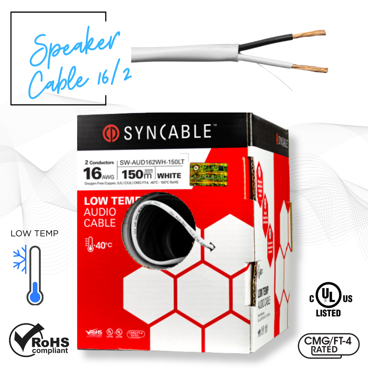 16AWG 2C OFC In-Wall Audio Cable – FT4 Rated