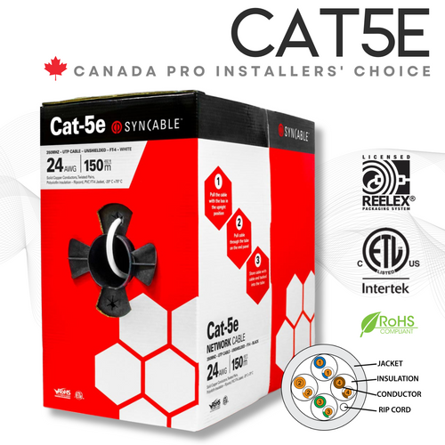 Cat5e Ethernet Cable 150m – Solid Copper, FT4 Rated | Canada