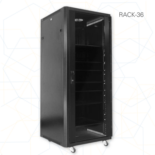 36U Floor AV Rack Cabinet – 24" Depth, Fans, Locking Doors