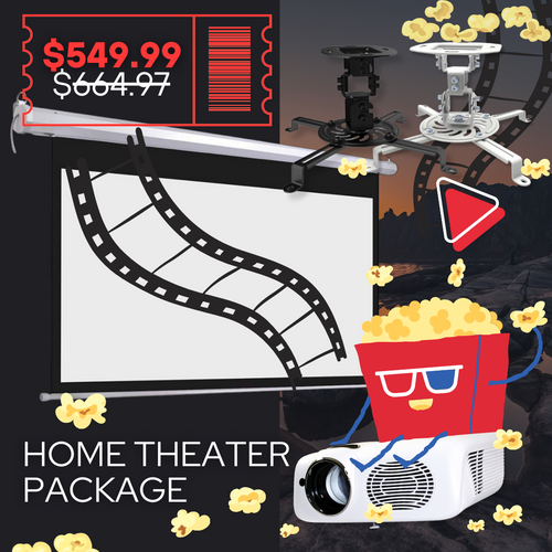 Affordable Home Theater Bundle | 100" Screen, LED Projector