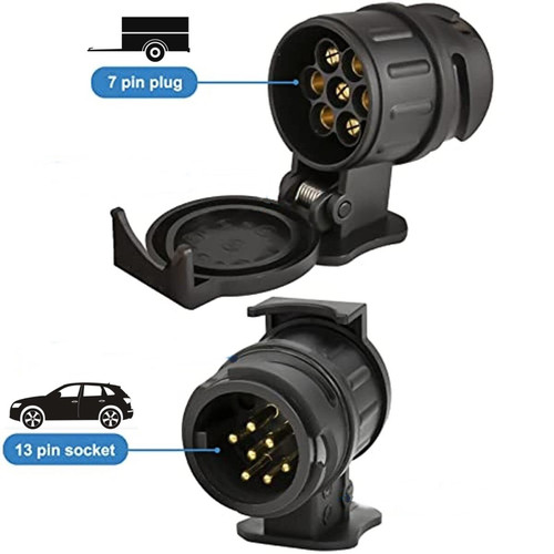 13 pin Euro Socket (Car) to 7 pin 12N Plug (Trailer) Adaptor - Road ...