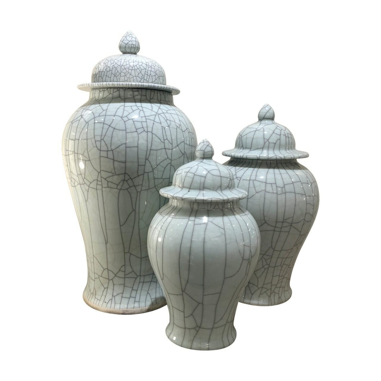Celadon Crackle Temple Jar