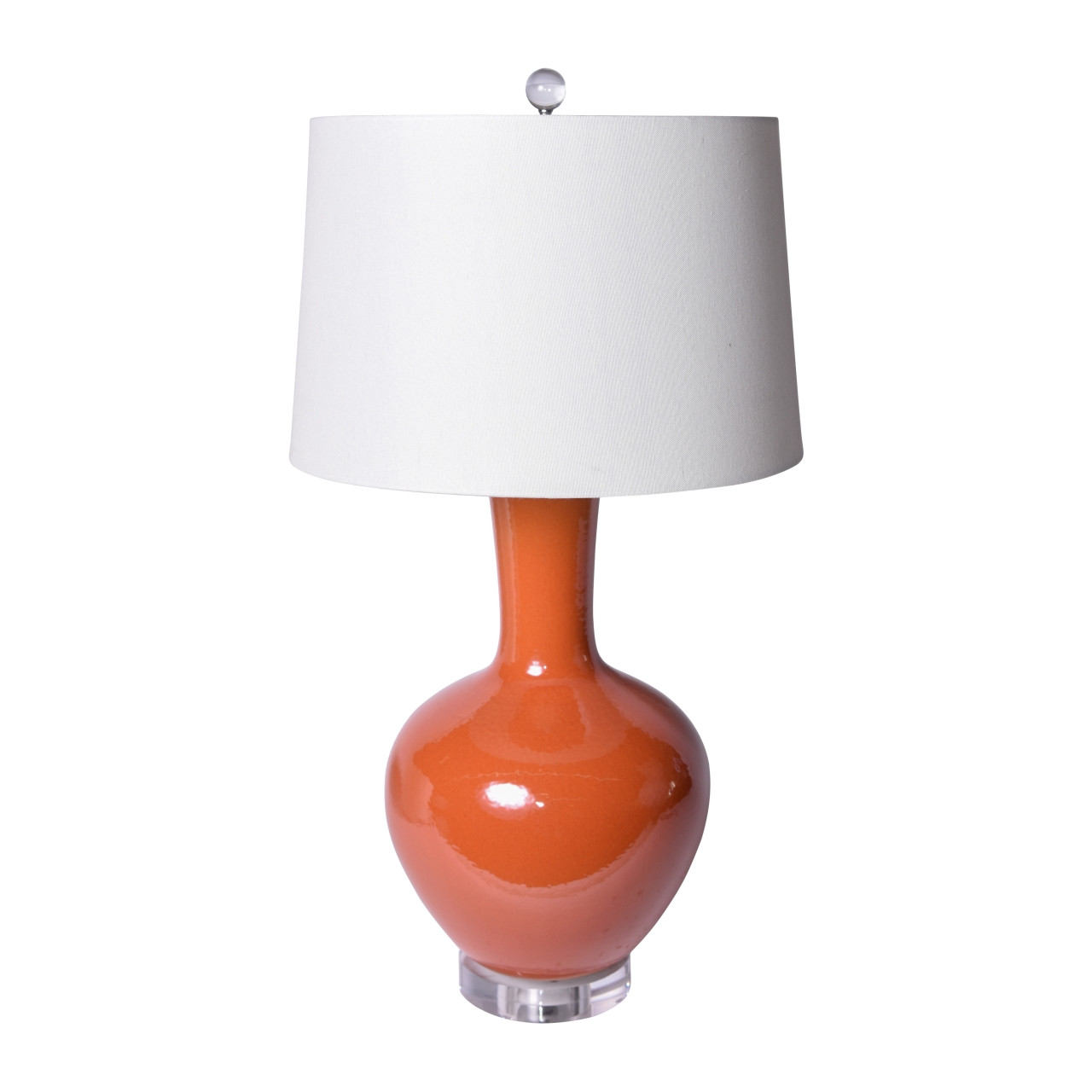 Orange Crackle Sphere Table Lamp