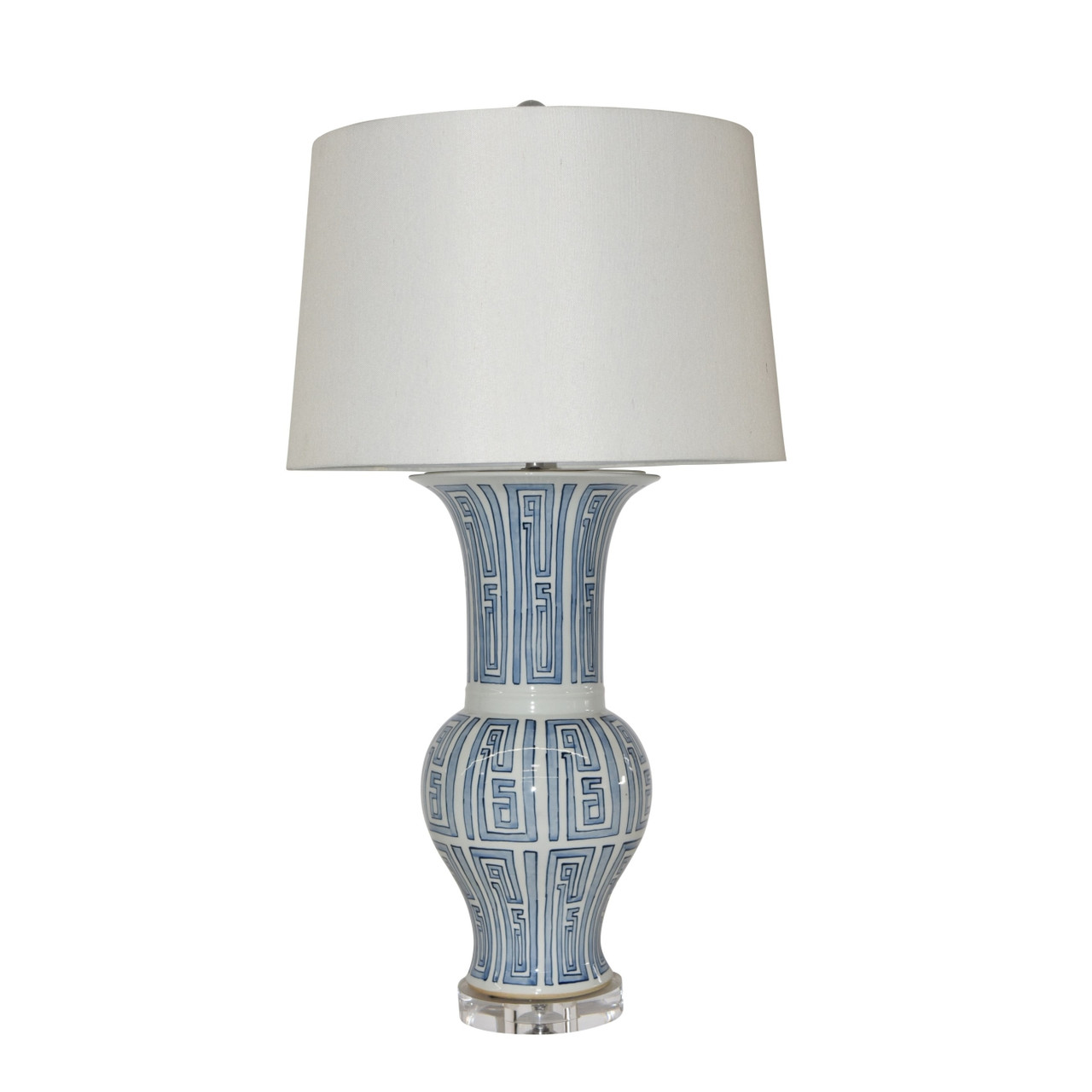 Blue And White Siam Symbol Ballaster Vase Lamp