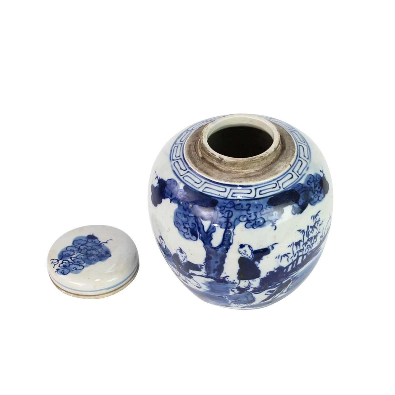 Blue And White Mini Jar Kids Playing Under Tree - Legend Accents
