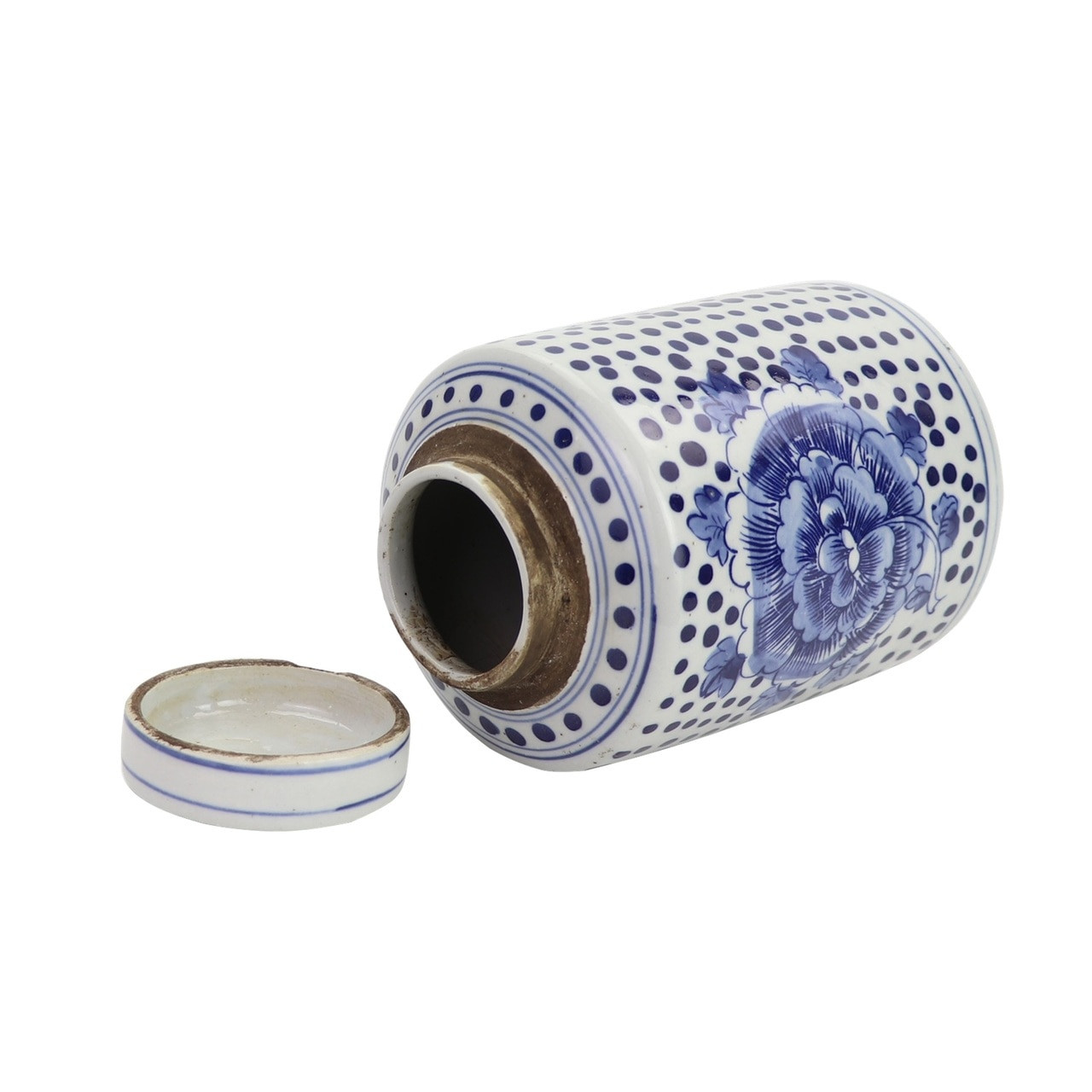 Blue And White Mini Tea Jar Peony Dots - 2 Sizes - Legend Accents