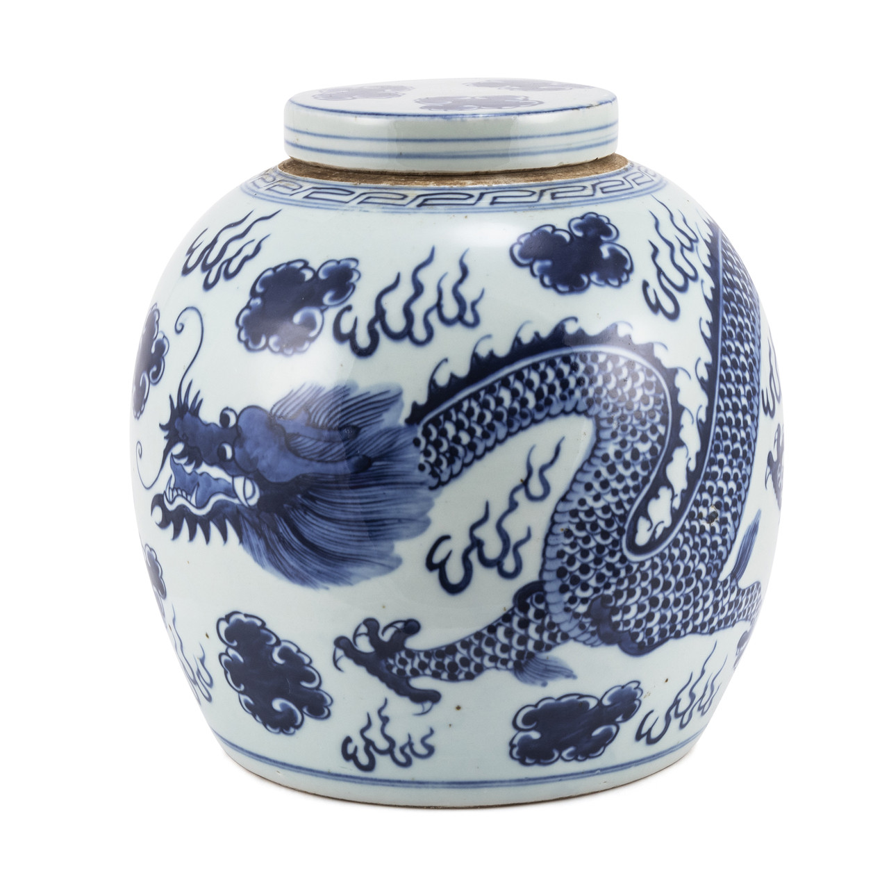 Blue And White Ming Jar Dragon Large - Legend Accents