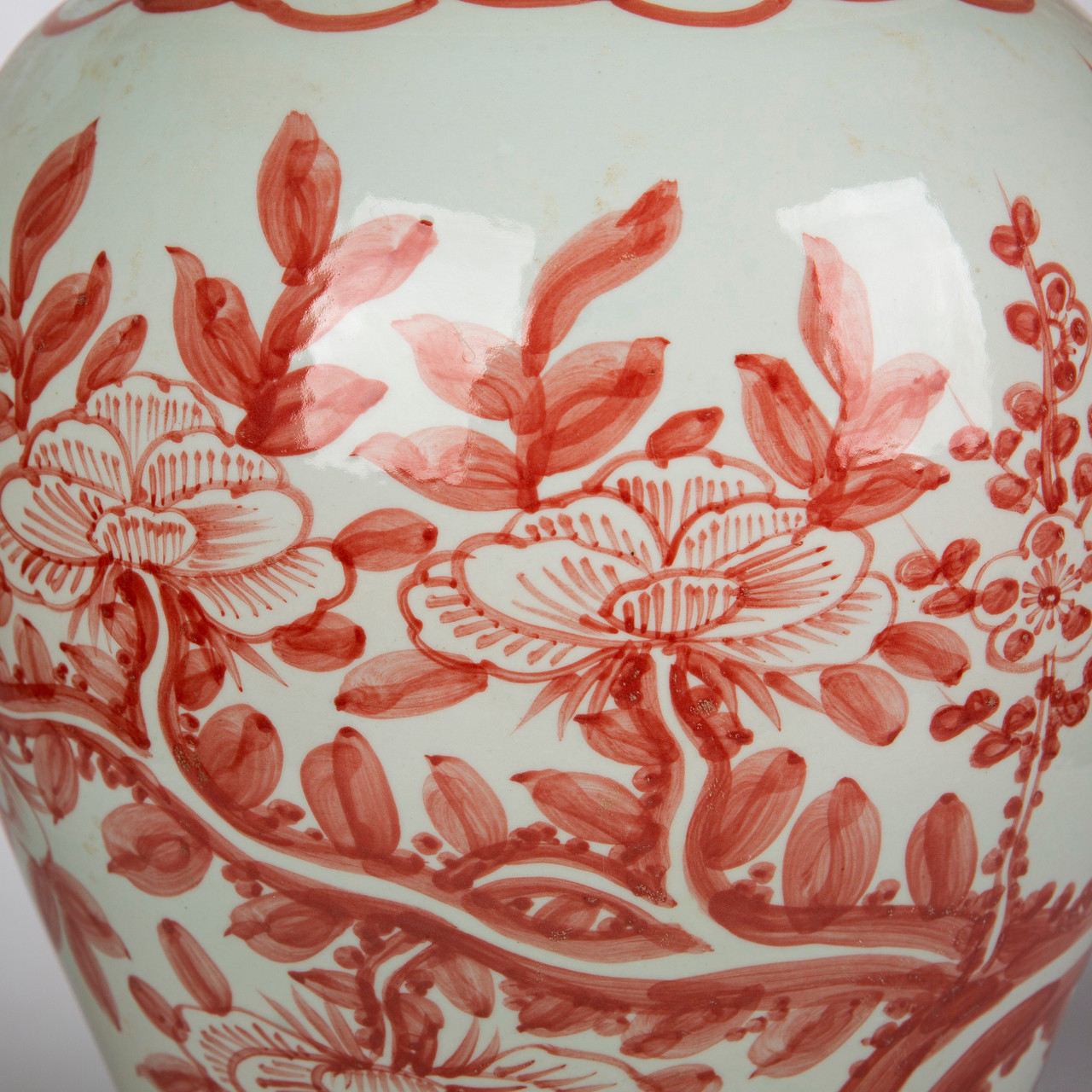 Coral Red Peony Plum Temple Jar Large - Legend Accents