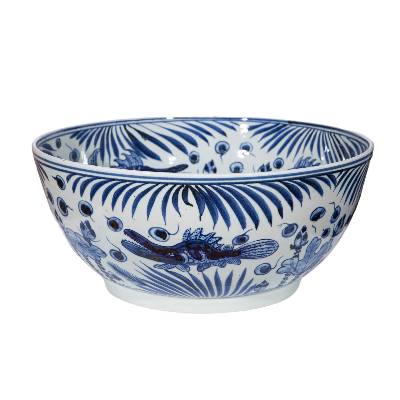 Blue And White Double Sided Fish Bowl - Legend Accents