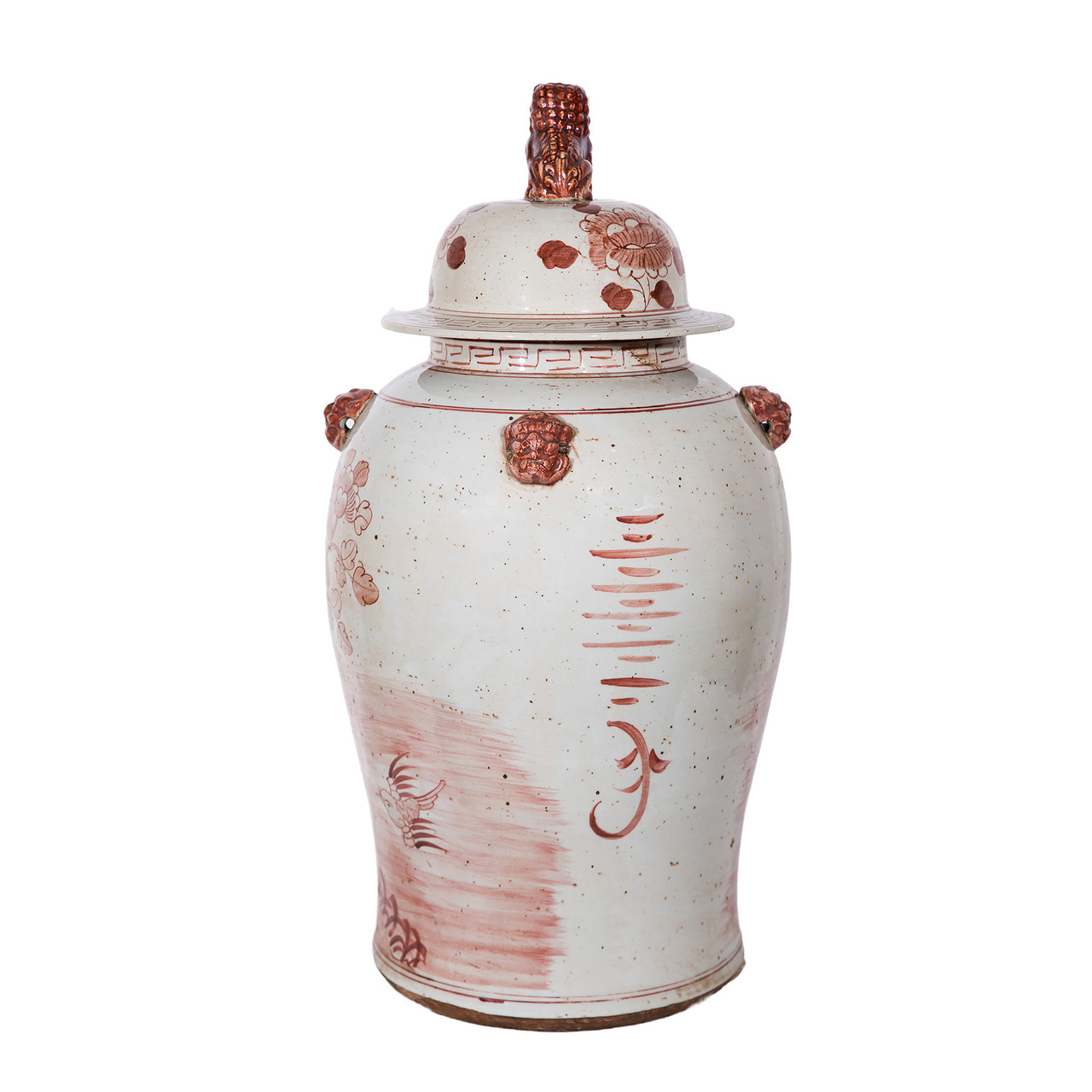 Rustic Maroon Red Flower Bird Temple Jar - 2 Sizes - Legend Accents