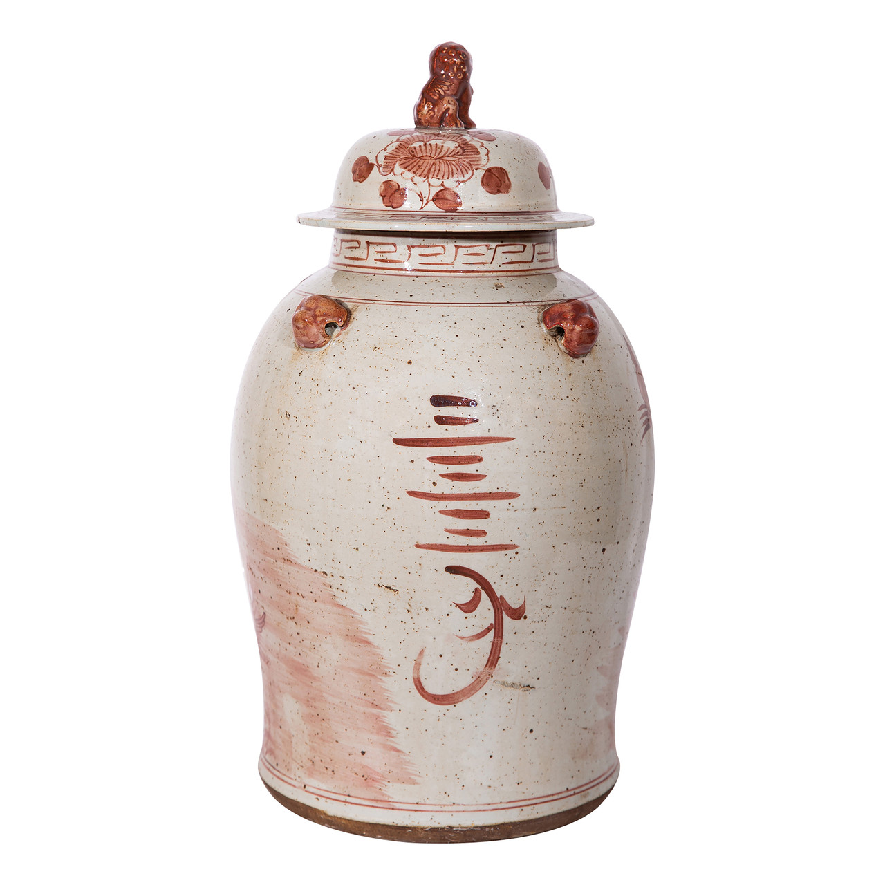 Rustic Maroon Red Flower Bird Temple Jar - 2 Sizes - Legend Accents