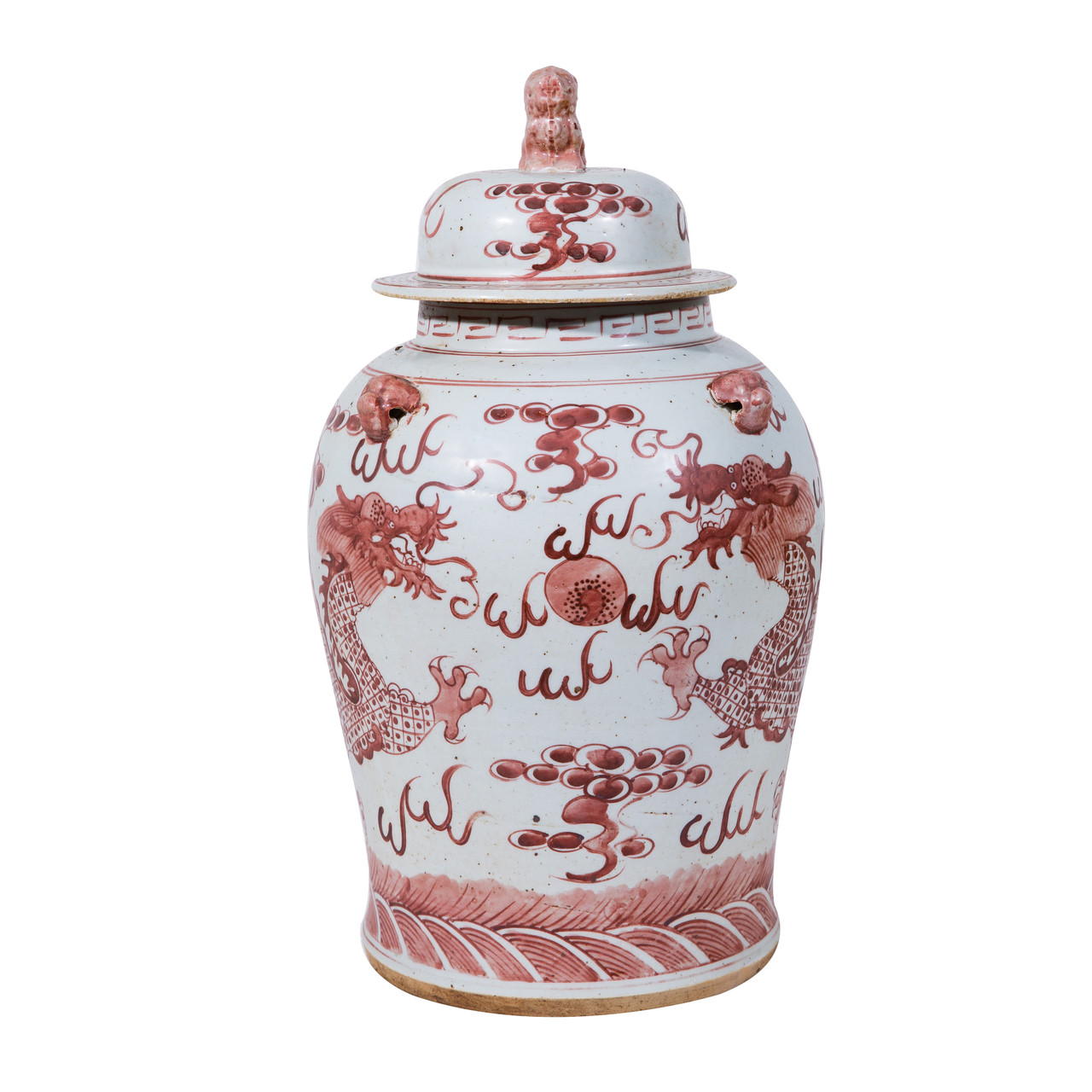 Rustic Maroon Red Dragon Temple Jar - 2 Sizes - Legend Accents