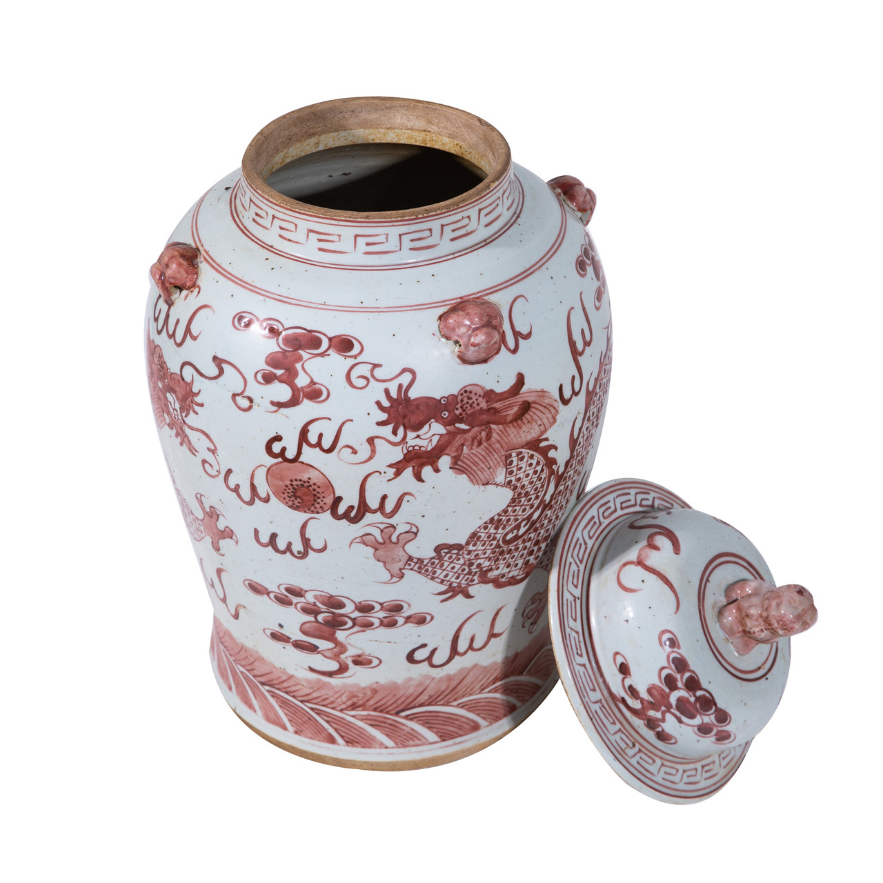 Rustic Maroon Red Dragon Temple Jar - 2 Sizes - Legend Accents