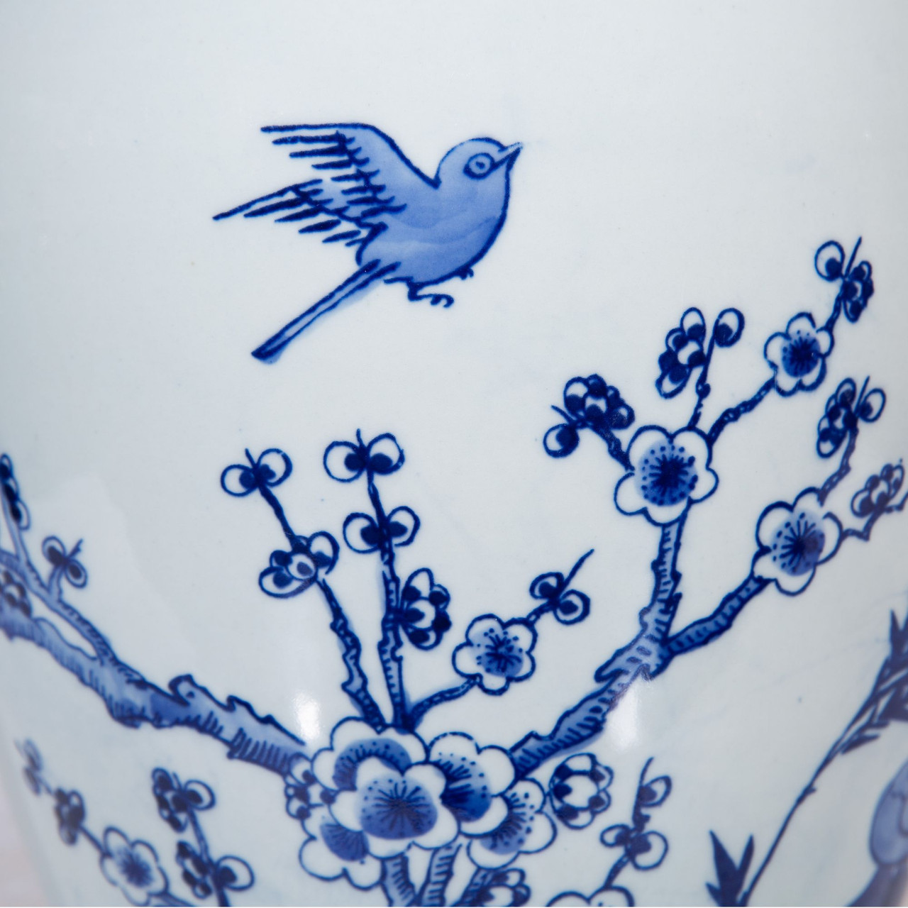Blue And White Flower Bird Jar