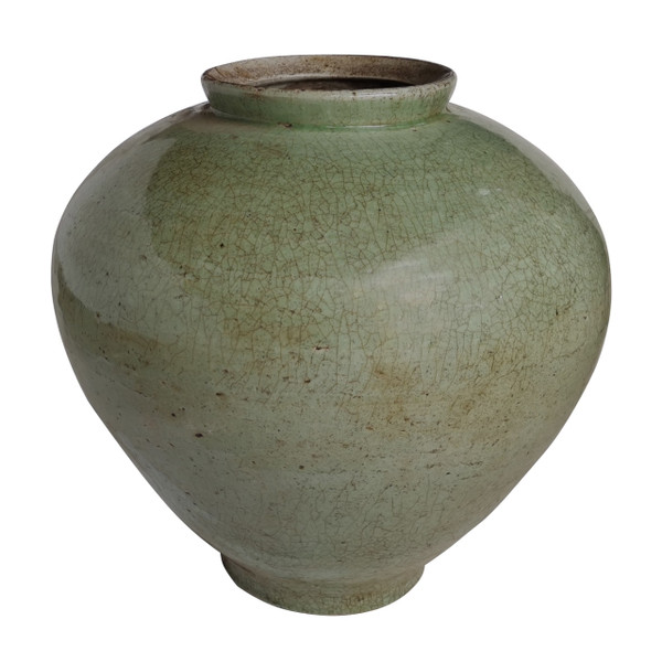 Large Celadon Crackle Cone Shaped Jar - Legend Accents