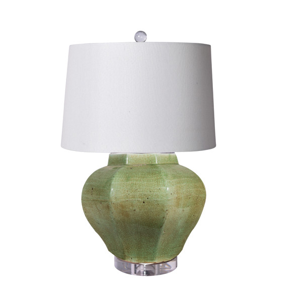 White Crackle Octagonal Jar Table Lamp - Legend Accents