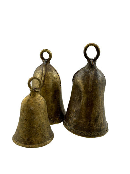 Antique Bronze Hand Forged Cowbell Set of 3