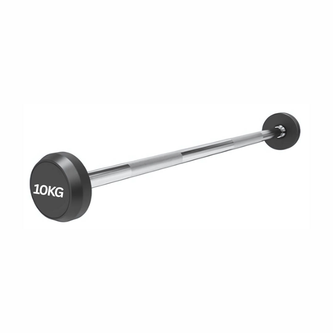 Fixed Straight Rubber Barbell 10KG