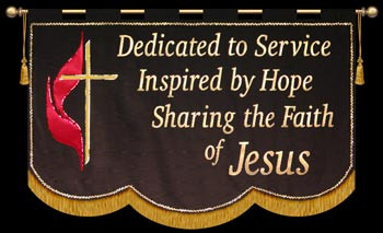 UMC - Dedicated to Service - Christian Banners for Praise and Worship