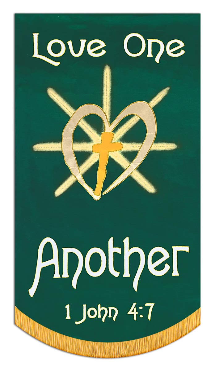 Love one another - 1John 4:7 - Heart Cross Church Banner