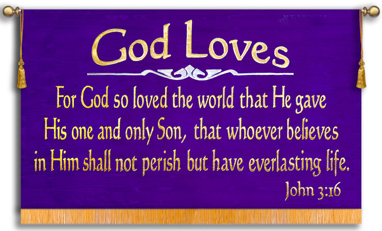God Loves Horizontal Praise Banner for Worship and Events