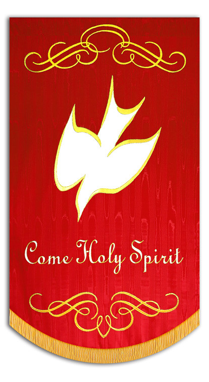 Come Holy Spirit solid Dove and Scrolls Church Praise Banner