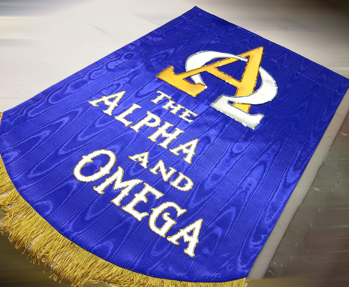 The Alpha and Omega with Symbols Banner - Christian Banners for Praise ...