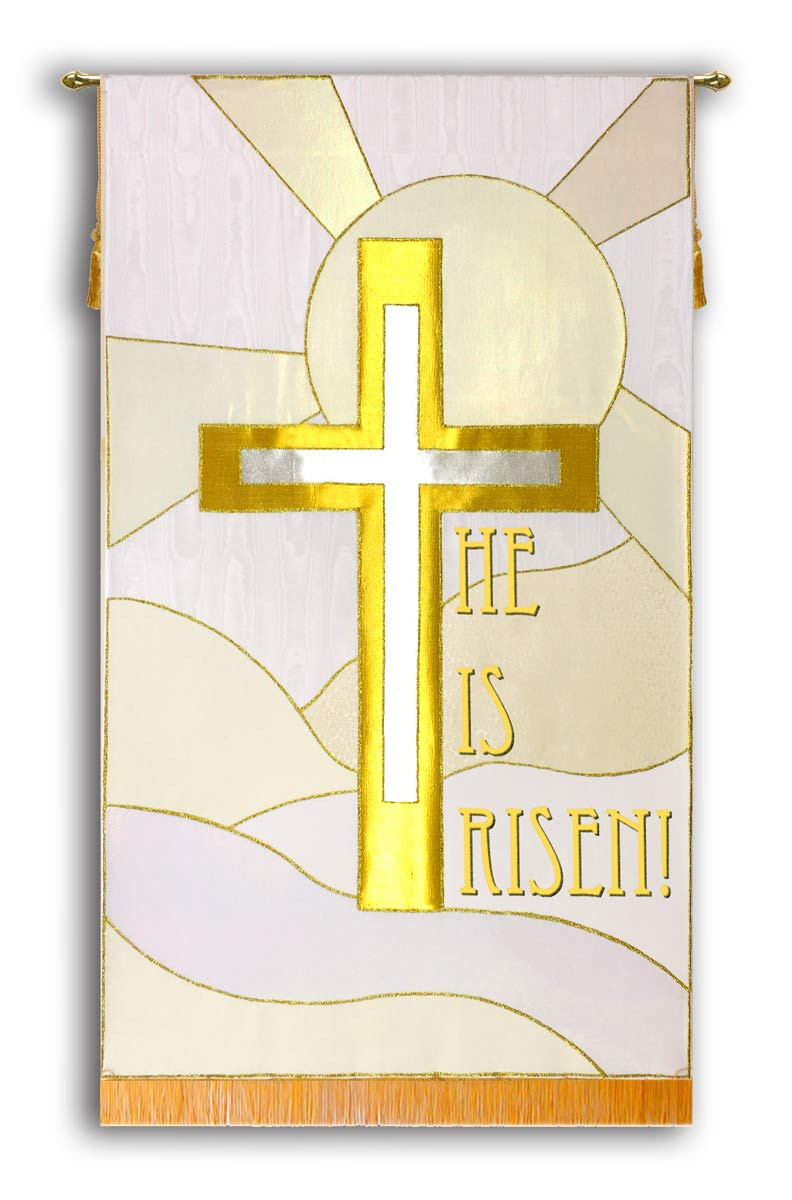 He is Risen with Cross-Sunrise - Easter Banner - Christian Banners for ...
