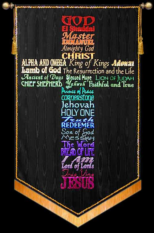 31 Names of God - Rainbow Text - Christian Banners for Praise and Worship