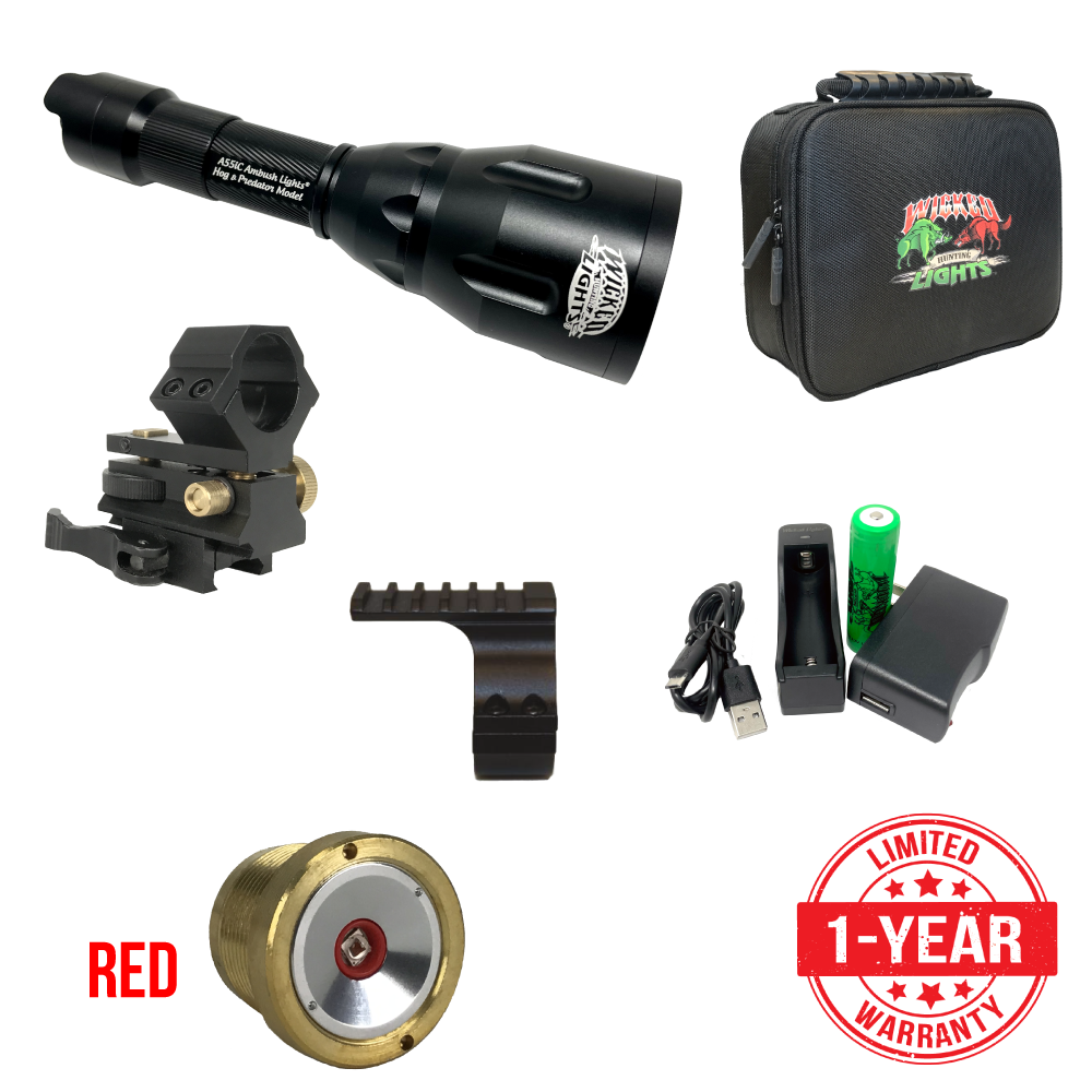 Wicked Lights® A55iC RED Night Hunting Ambush Light® Kit for Coyote ...