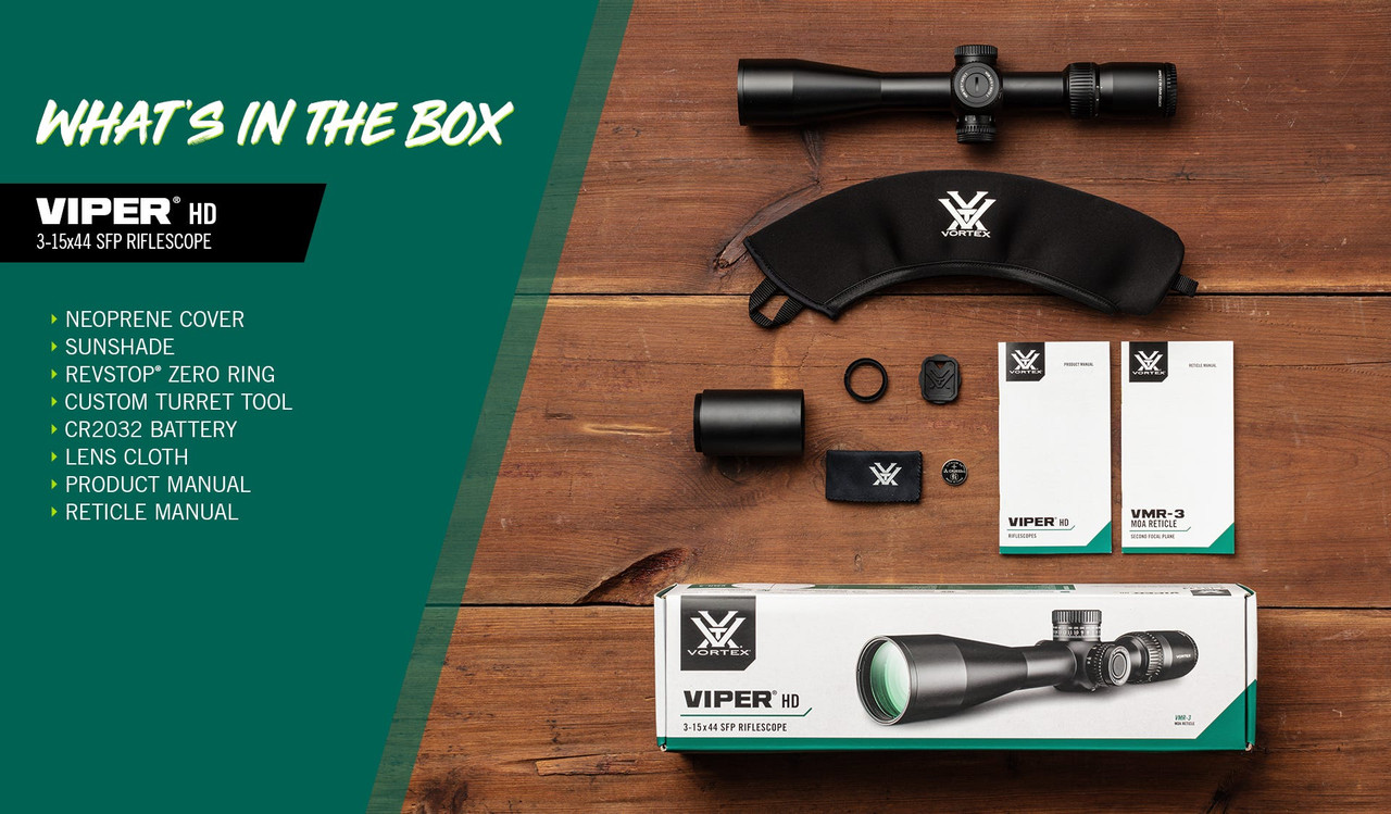 Vortex Optics Viper HD Riflescope 3-15x44 SFP Illuminated VMR-3 MOA VPR ...